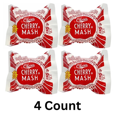 Chase Cherry Mash Candy 2.05 oz. 4 Count Sweet Nostalgia Bar Free Ice ...