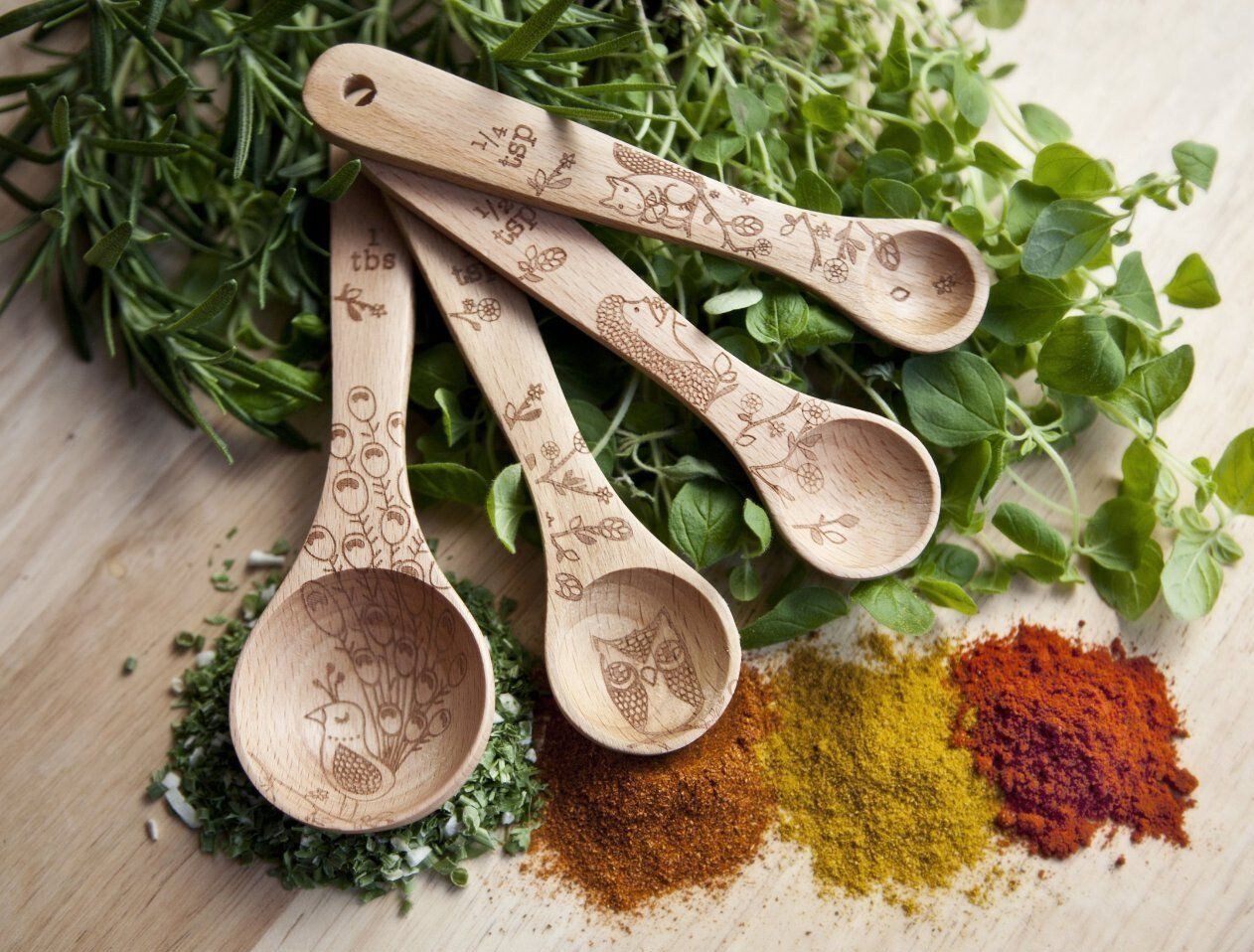 Beechwood Decorative Measuring Spoons - Woodland Collection by Talisman ...