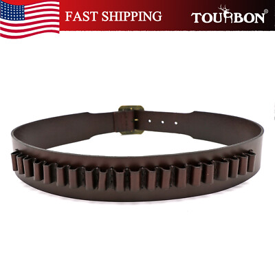Tourbon Cowhide Leather Western Bandolier Ammo Belt 20 Shells Holder 33 ...