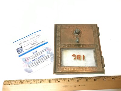 Vintage Antique US Post Office Brass PO Box Door Federal Combination ...