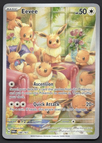 Eevee 188/167 Holo Illustration Rare Twilight Masquerade Pokémon Card ...