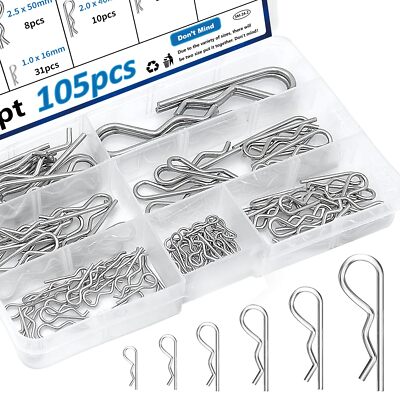 105Pcs Stainless Steel Hitch Pin Clip R Retaining Pins Assortment Kit ...