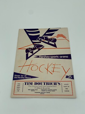 1958 Hershey Bears v Buffalo Bisons AHL Hockey Program Larry Zeidel ...