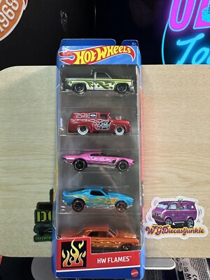 HOT WHEELS HW FLAMES 5 PACK '83 CHEVY SILVERADO '64 IMPALA '56 FORD F ...