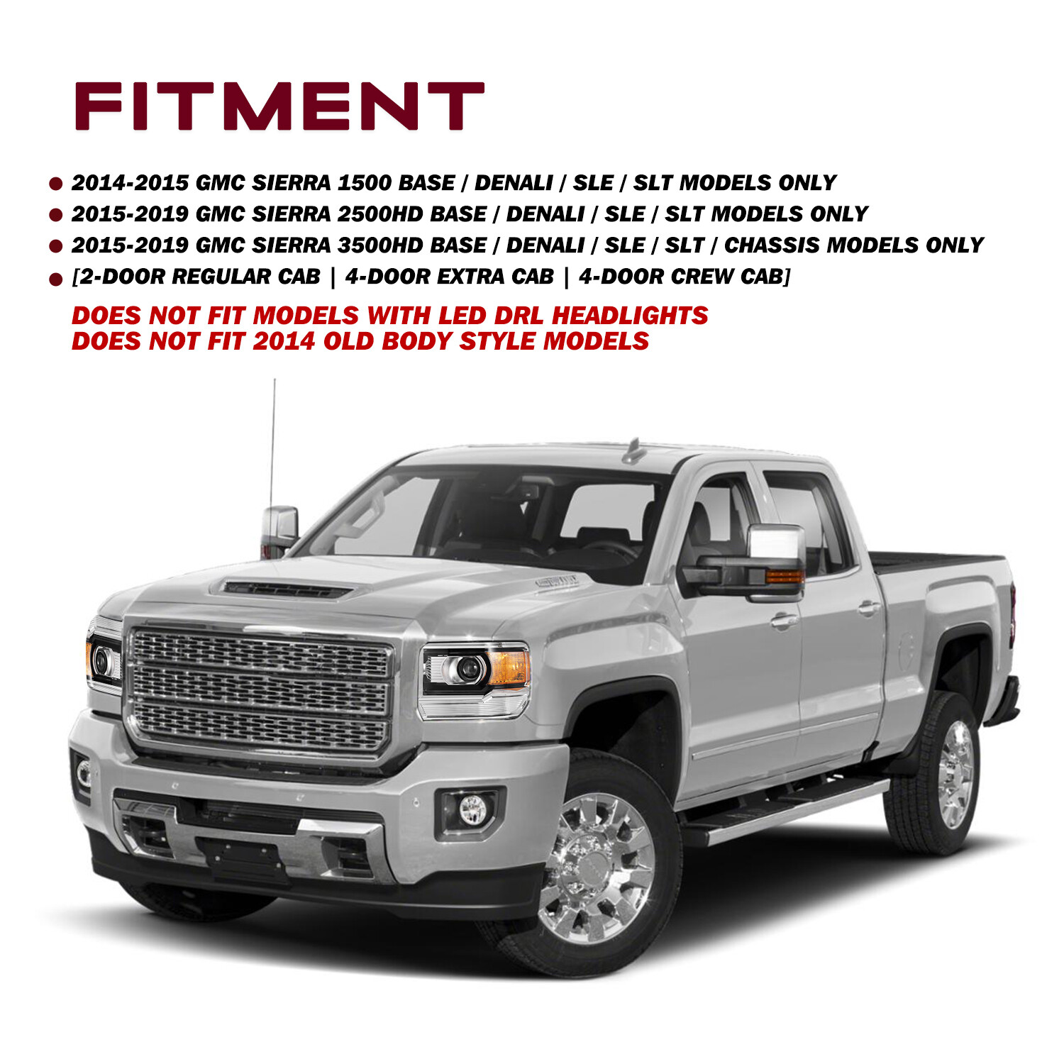 For 2014-2019 GMC Sierra 1500 2500 3500 Chrome Left Driver Side ...