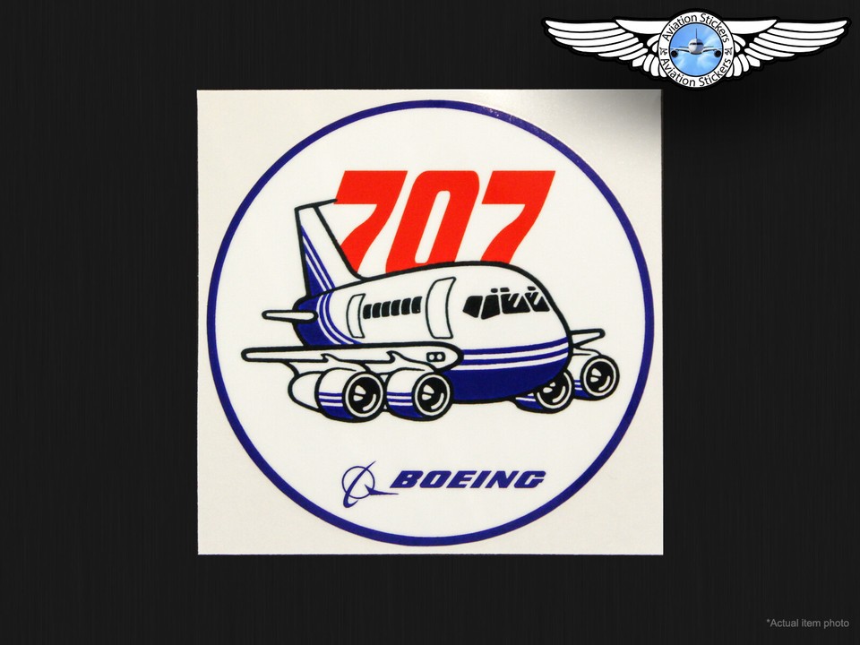 BOEING 707 B707 VINTAGE PUDGY STYLE ROUND DECAL / STICKER | eBay