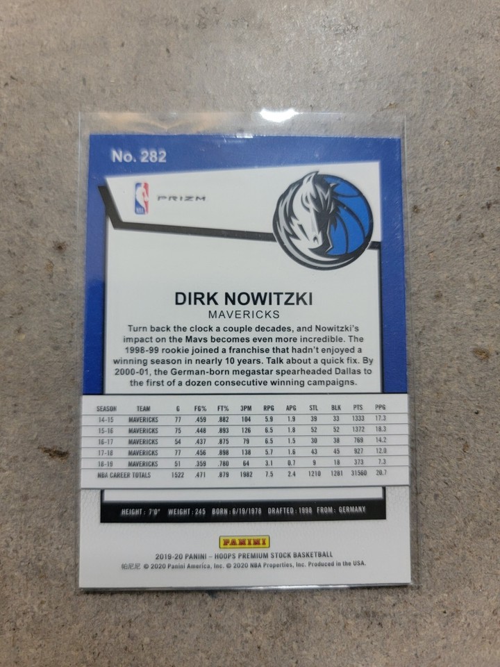 2019-20 NBA Hoops Premium Stock DIRK NOWITZKI Tribute SILVER PRIZM Holo ...
