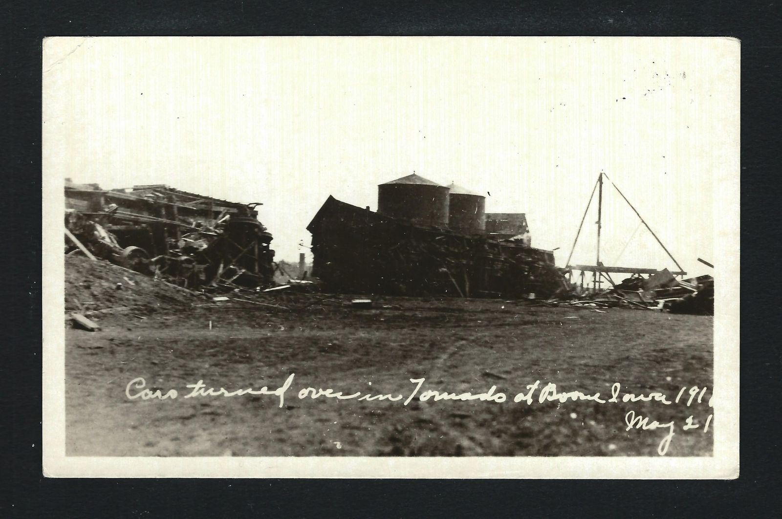 Boone Iowa IA 1918 RPPC Railroad Yard, Train Cars Turned Over by ...