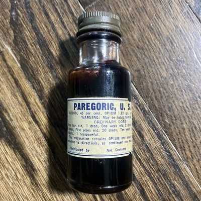 Antique FULL Paregoric Opium U.S.P. Tincture Bottle Opium 1.82g Per Oz ...