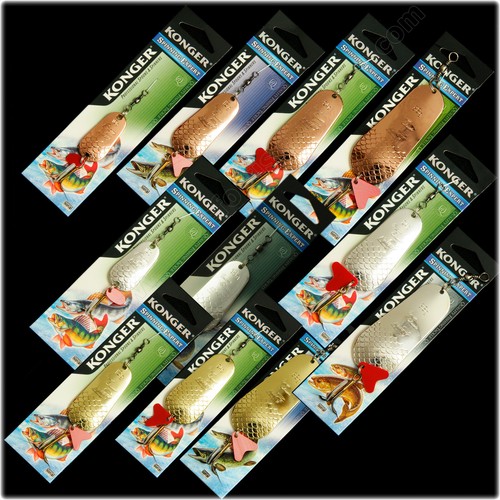 Pike Fishing Lures Set Spoons Gold Silver Copper Bait Spinners Trout ...