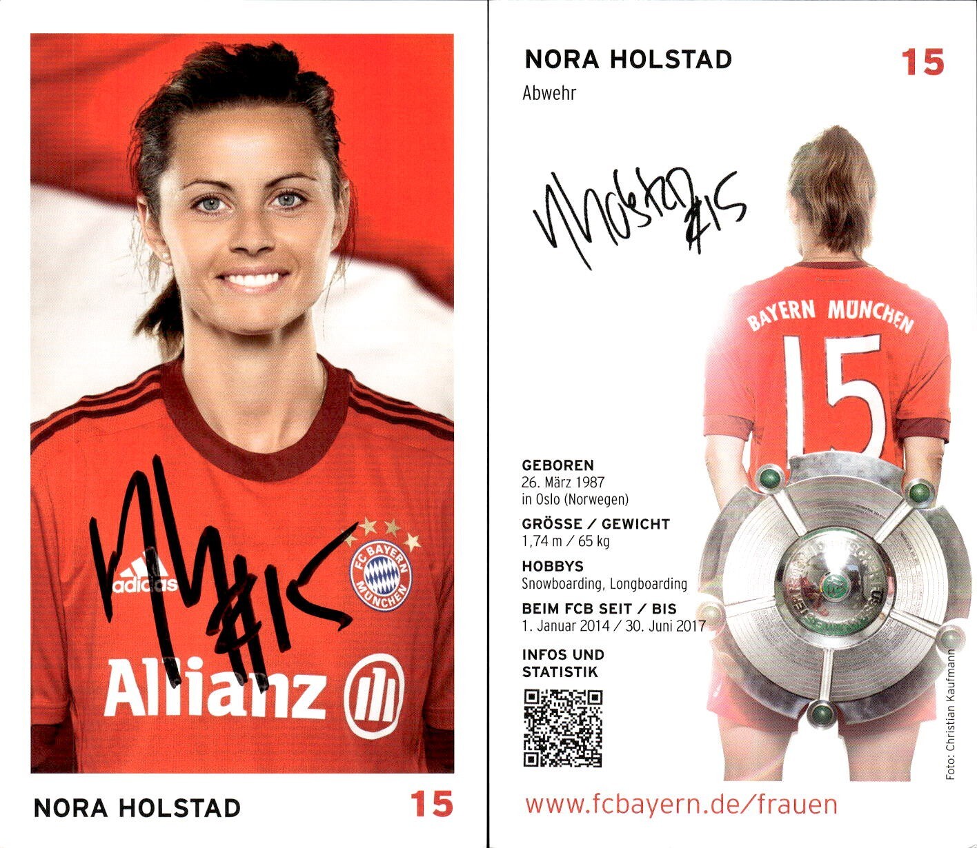 Nora Holstad FC Bayern Munich Autographe AK Carte D'Autographe Football ...