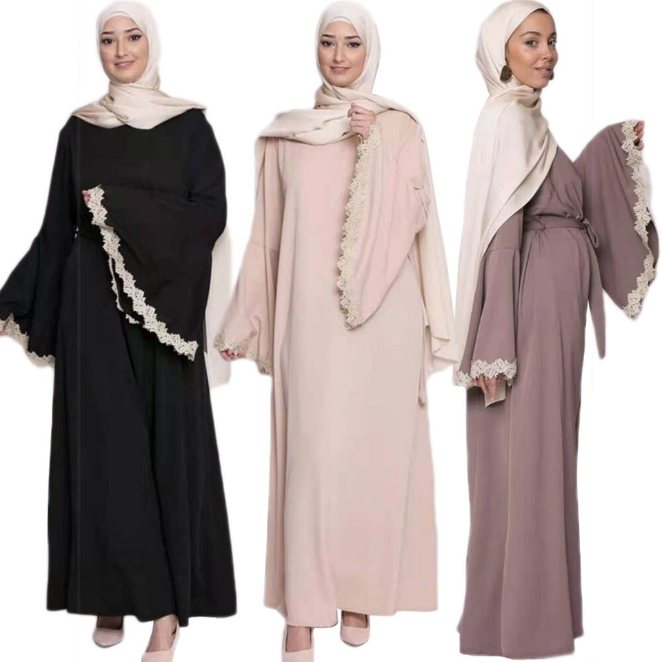 Modest Abaya Kaftan Muslim Women Maxi Dress Islamic Ramadan Evening ...
