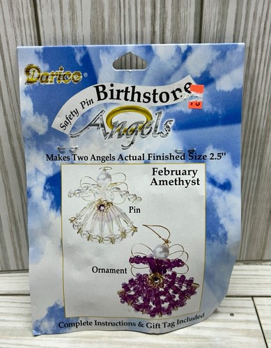 Safety Pin Angel Ornament Kit Darice Birthstone February Amethyst 2.5 ...