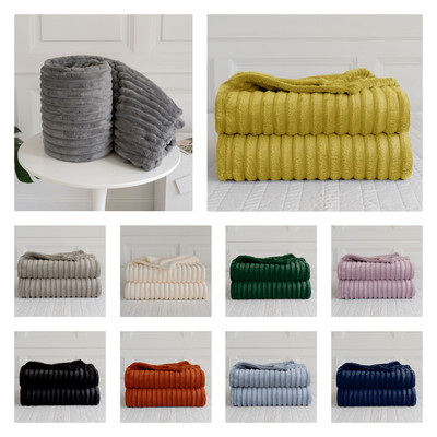 Chunky Cord Throws Ribbed Fleece Blanket Faux Fur Large Size Sofa Bed ...