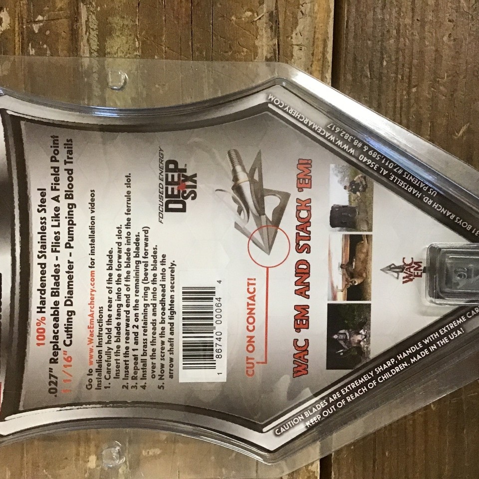 WAC EM 100 Gr 4 Blade Deep Six Broadhead | eBay