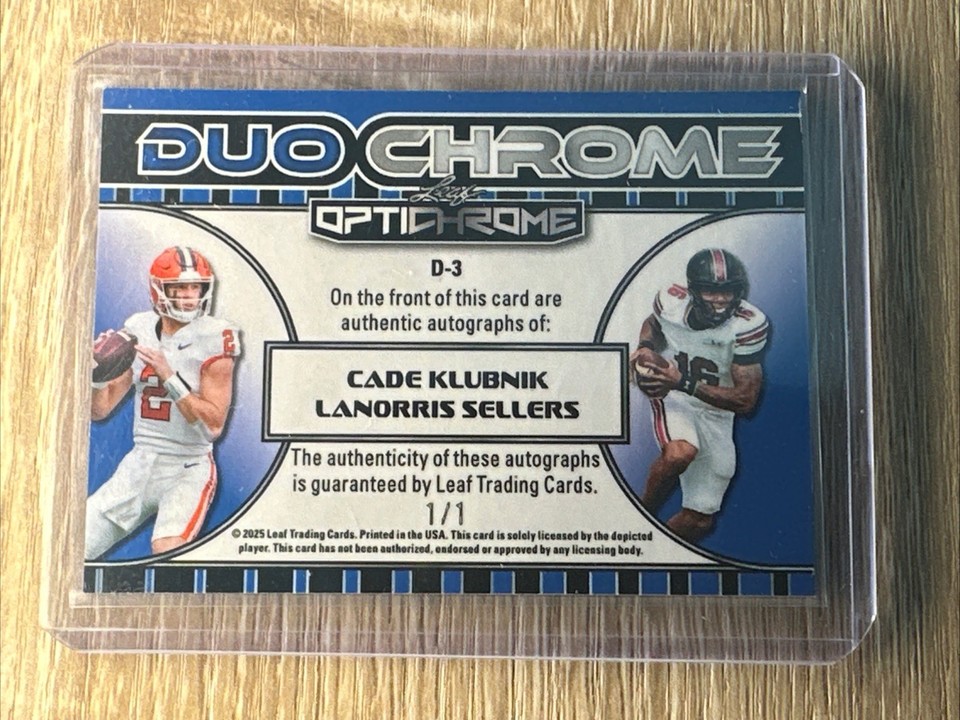 Lanorris Sellers Cade Klubnik 2025 Leaf Optichrome 1/1 Pink Autograph ...