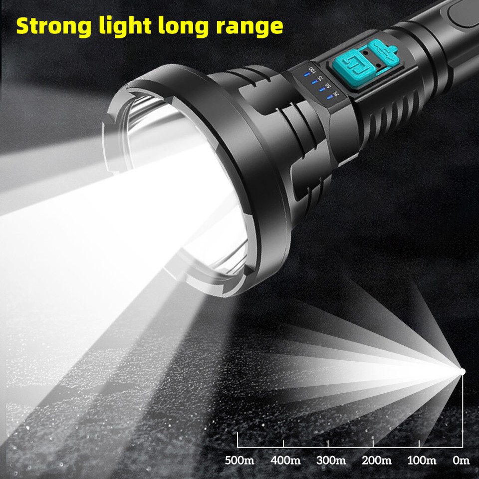 Super Bright 1200000LM LED Flashlight Tactical USB Rechargeable Police ...