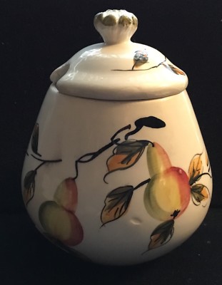 HANDPAINTED ITALY JAM JELLY JAR POT PEARS | eBay