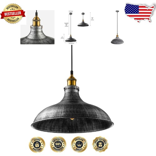 Vintage Style 14" Rust Silver Dome Pendant Light - Elegant Indoor ...