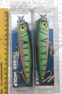 2 X Timber Wolf Crater Face Surface Popper Fishing Lures NIP | eBay ...