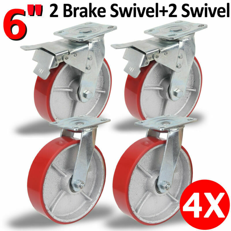 4pcs 150mm Castor Wheels 1280kg Swivel Trolley Furniture IRON Castors ...
