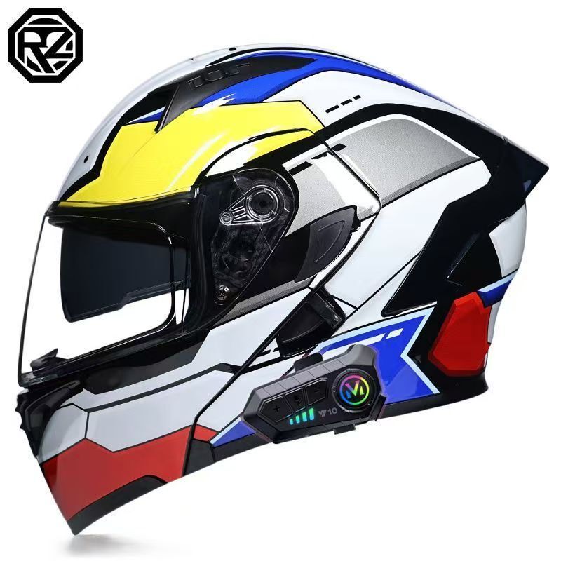 Bluetooth Motorcycle Intercom Helmet Racing Dual Visors Modular ...