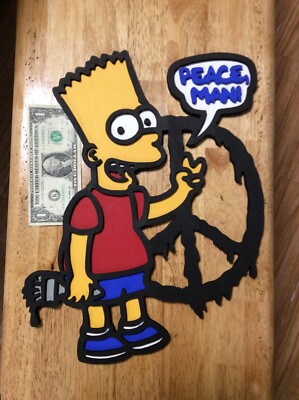 THE SIMPSON FIGURE, BART GIVING PEACE SIGN - 3D WOOD ART | eBay