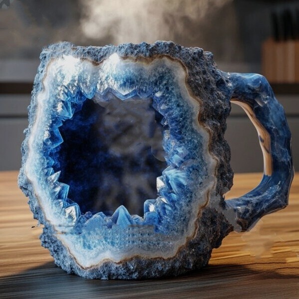 400ml Resin Mineral Crystal Coffee Mugs With Handles Elegant Fake ...