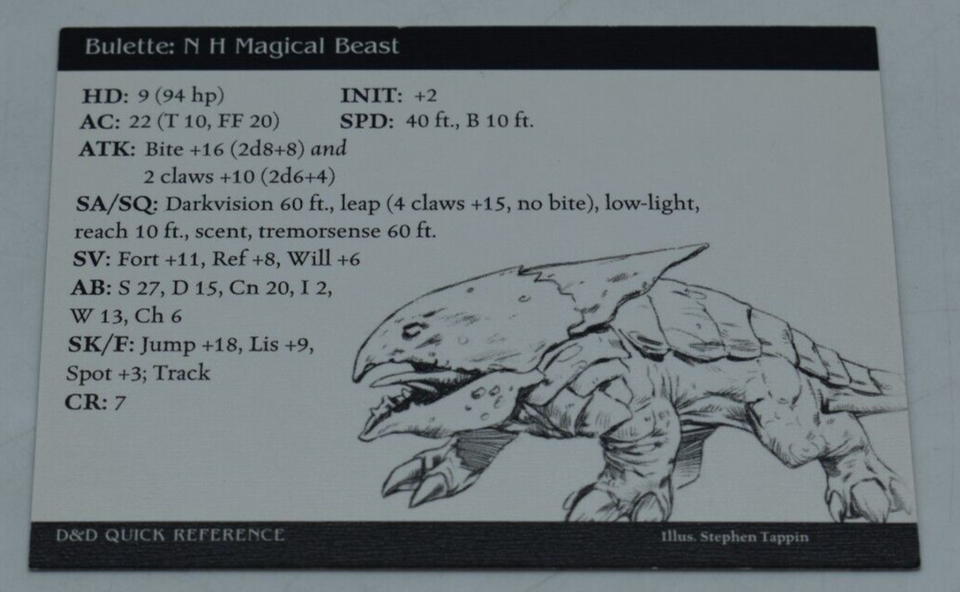 Dungeons and Dragons D&D GIANTS OF LEGEND Bulette 67/72 - CARD ONLY | eBay