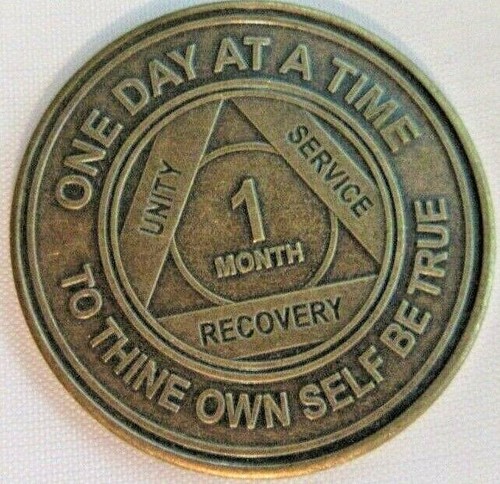 Alcoholics Anonymous AA 1 Month Bronze Medallion Token Chip Sober 30 ...