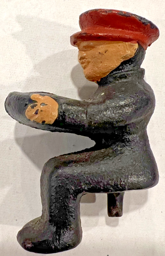 Cast Iron Metal Train Conductor Man Toy Figure Wagon Driver Vintage 2 1 ...