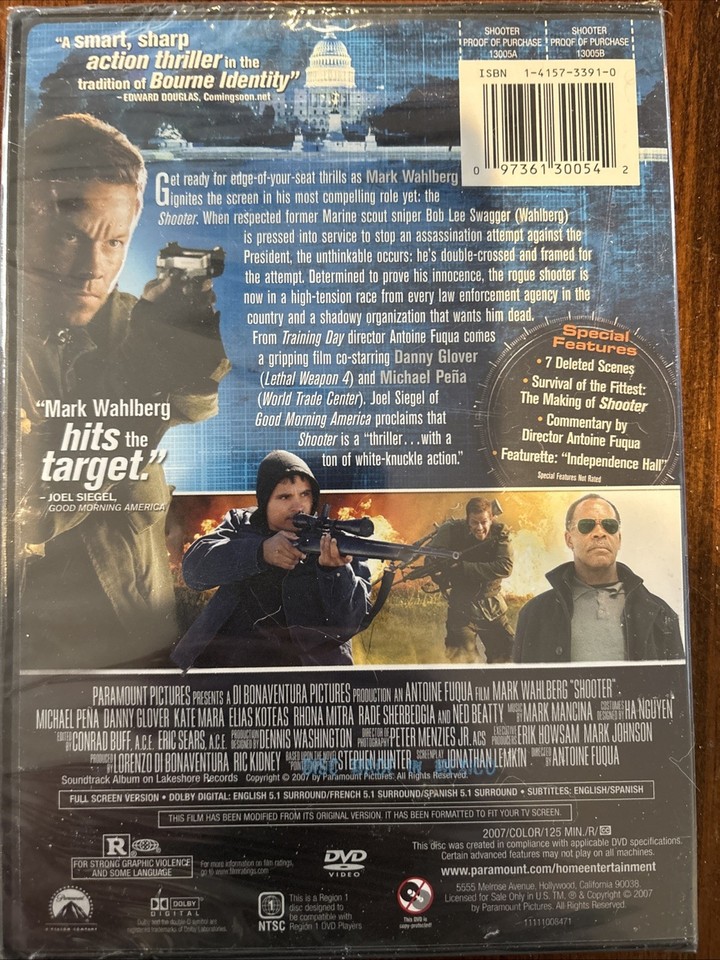 Shooter (DVD, 2007) New Sealed Deleted Scenes Mark Wahlberg Action ...
