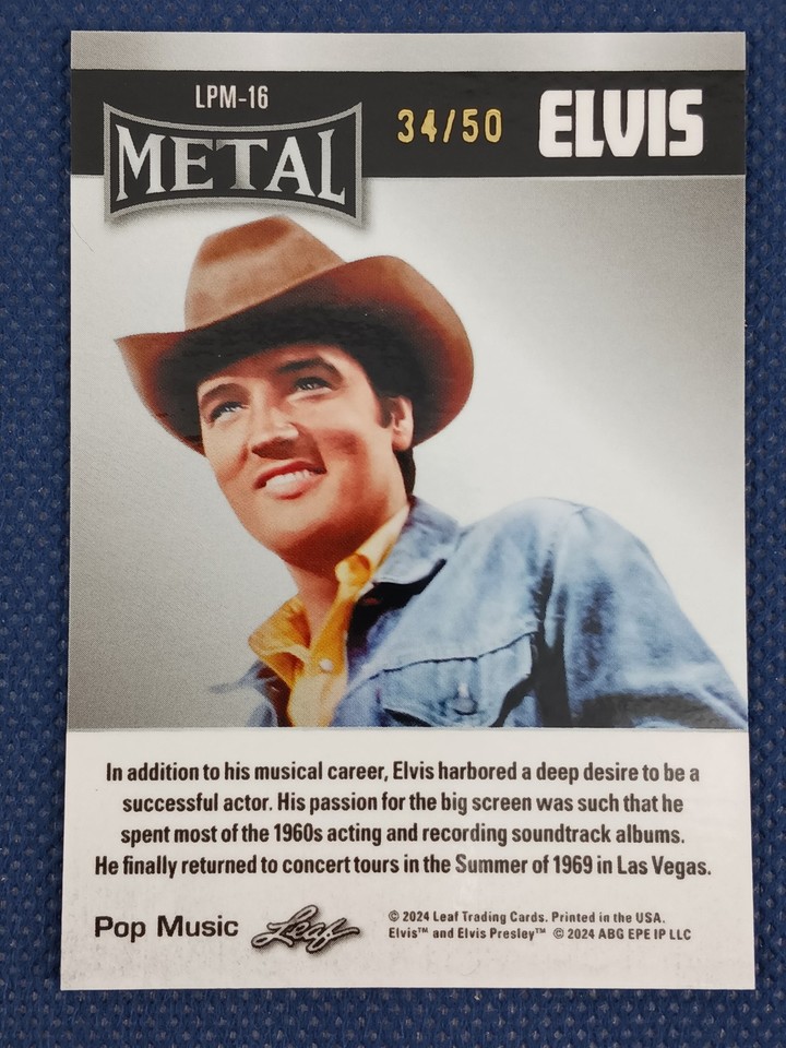 2024 Leaf Metal Elvis Presley LPM-16 34/50 Shimmer Silver Border NM | eBay