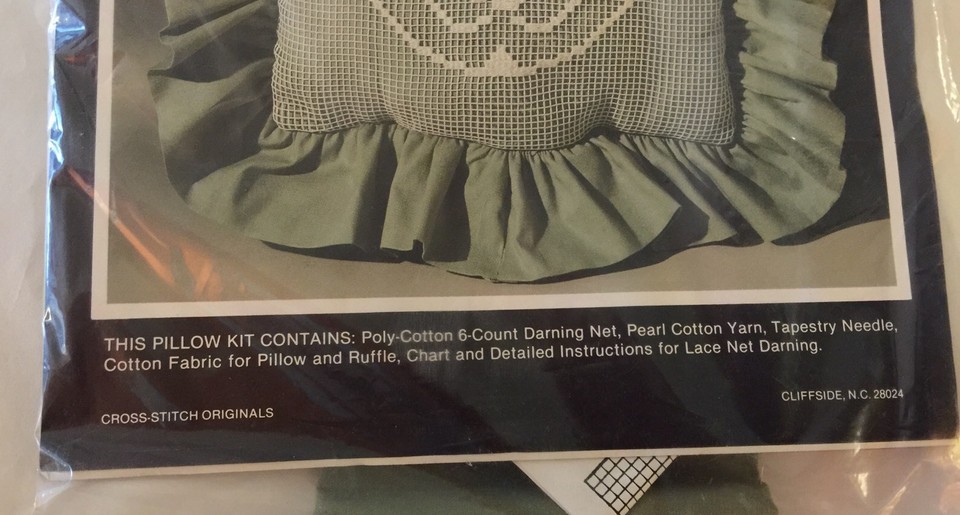 Cross-Stitch Originals Pineapple Lace Net Darning Kit Green Vintage ...