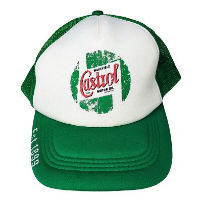 CASTROL WAKEFIELD MOTOR OIL TRUCKER CAP EST 1899 GREEN WHITE | eBay