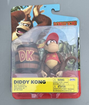 Nintendo Super Mario : Diddy Kong with Barrel 4" Action Figure NEW SOLD ...