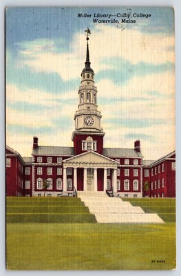 Maine Waterville Miller Library Colby College Vintage Postcard POSTED ...
