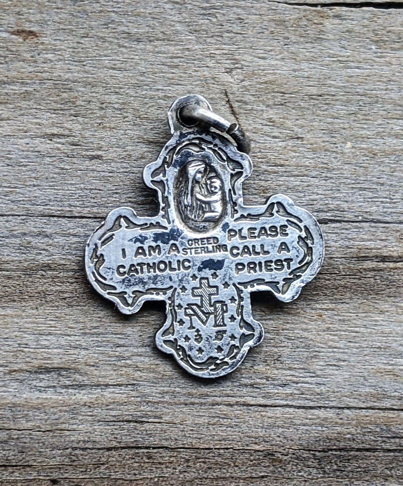 Vintage Creed Sterling St Christopher Jesus Virgin Ma… - Gem