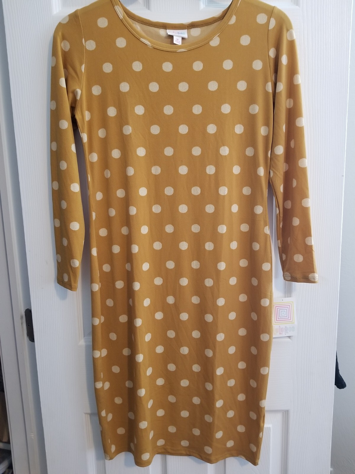 Lularoe Debbie Dress SzM Mustard Yellow Polka Dot | eBay