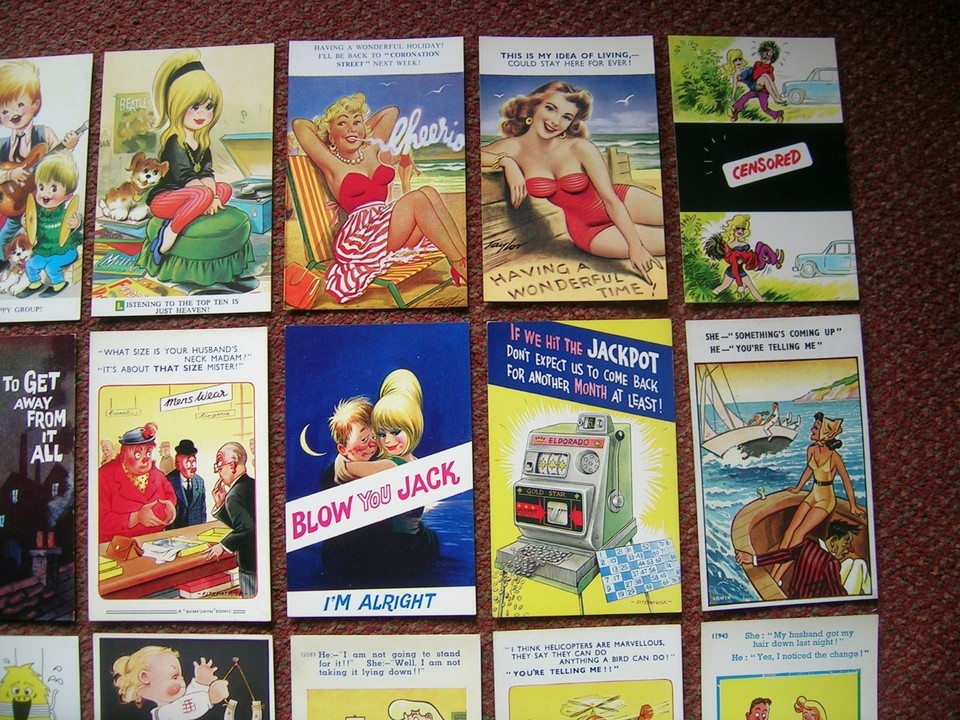 JOB LOT - VINTAGE 'COMIC, SAUCY' POSTCARDS x 20 - ALL UNUSED - GOOD LOT ...