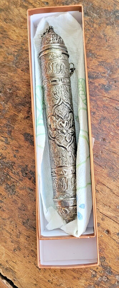 SILVER MEGILLAH SCROLL CASE JUDAICA | eBay