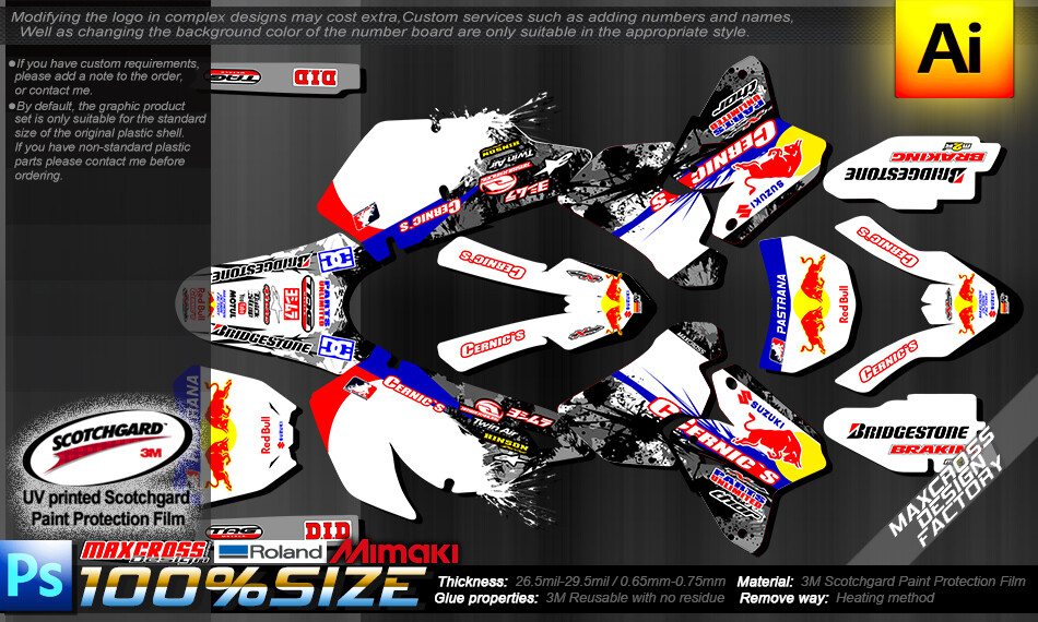 SUZUKI DRZ400S DRZ400SM DRZ400E MAXCROSS GRAPHICS FULL KIT DECALS ...