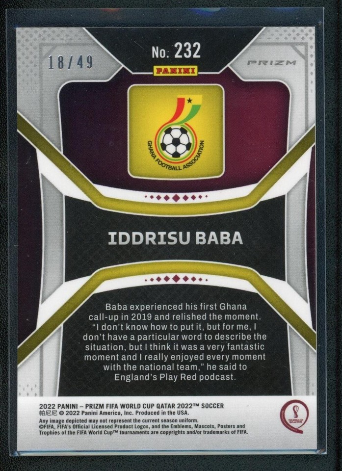 2022 IDDRISU BABA 18/49 PANINI PRIZM FIFA WORLD CUP QATAR 2022 ...