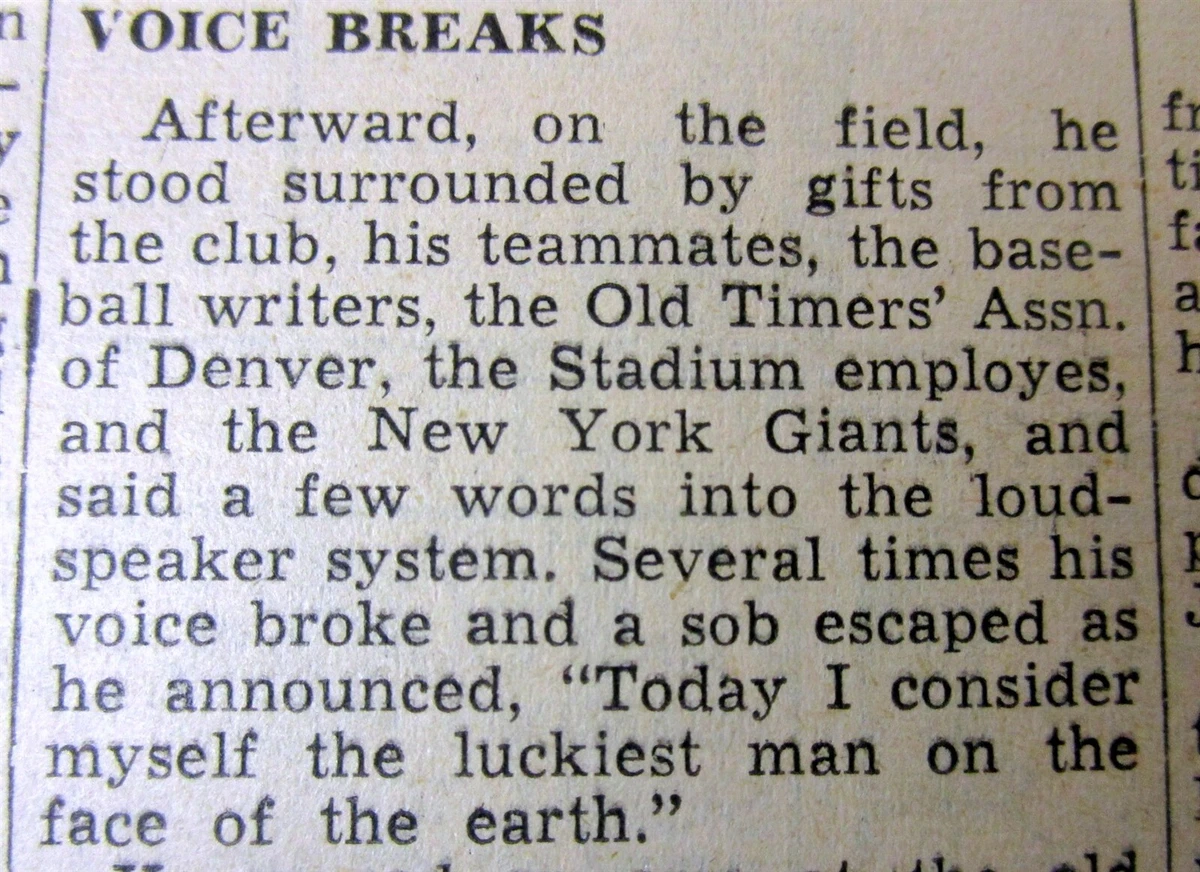 Lou Gehrig Farewell Speech Transcript