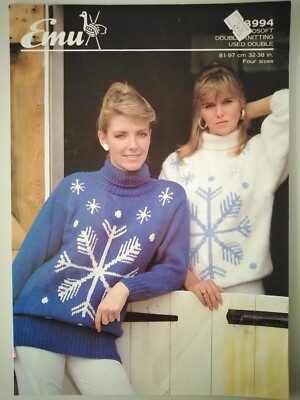 LADIES PICTURE SWEATER - Snowflake Design - EMU Knitting Pattern 3994 ...