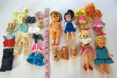 Lot 9 Vintage Dolls with Clothes Flatsy Little Kittles Cloth Covered ...