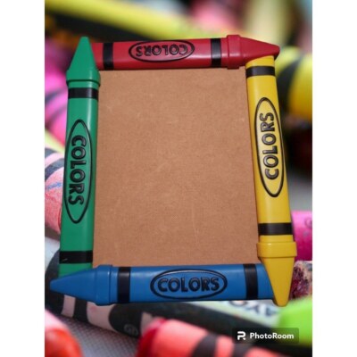 Vintage 80s 90s Crayons Frame Primary Colors Pin Corkboard Kidcore ...