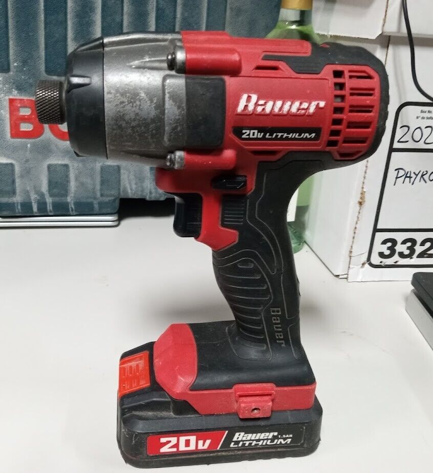 Bauer 1781C-B1 20V Cordless Impact Wrench/Driver Kit 1/4 W/ Battery ...