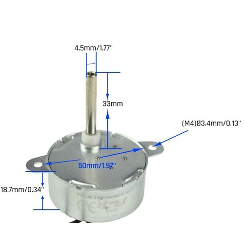 TYC-40 Small Synchronous Motor 12V AC 5r/min CW/CCW Shaft 33mm Inner ...