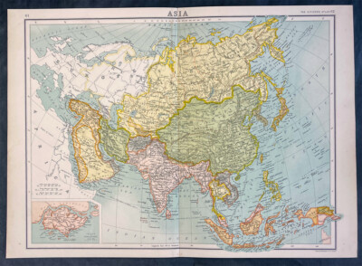 1890 John Bartholomew Large Antique Map of Asia (35549) | eBay